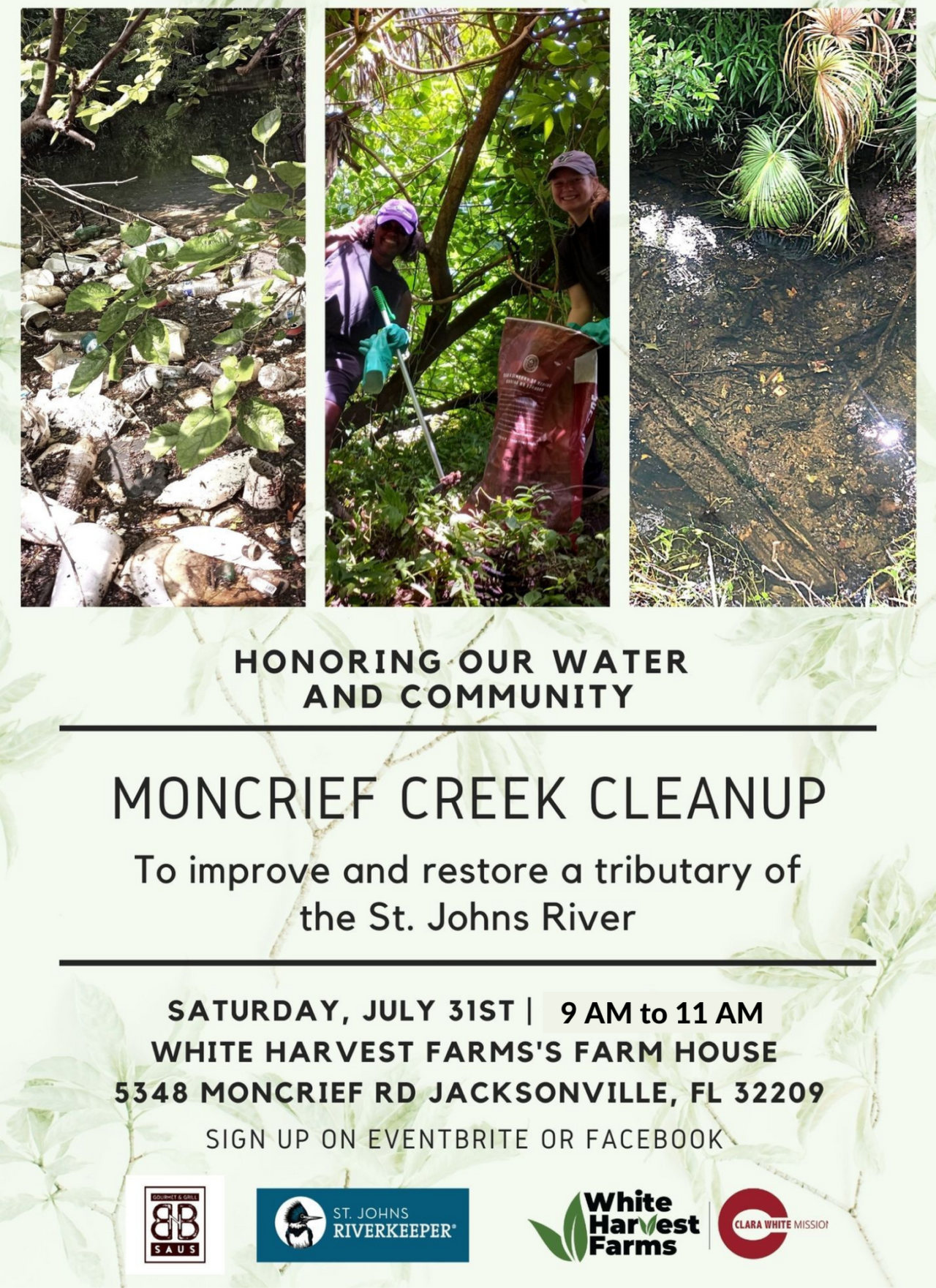 Moncrief Creek Cleanup with White Harvest Farms - St. Johns Riverkeeper